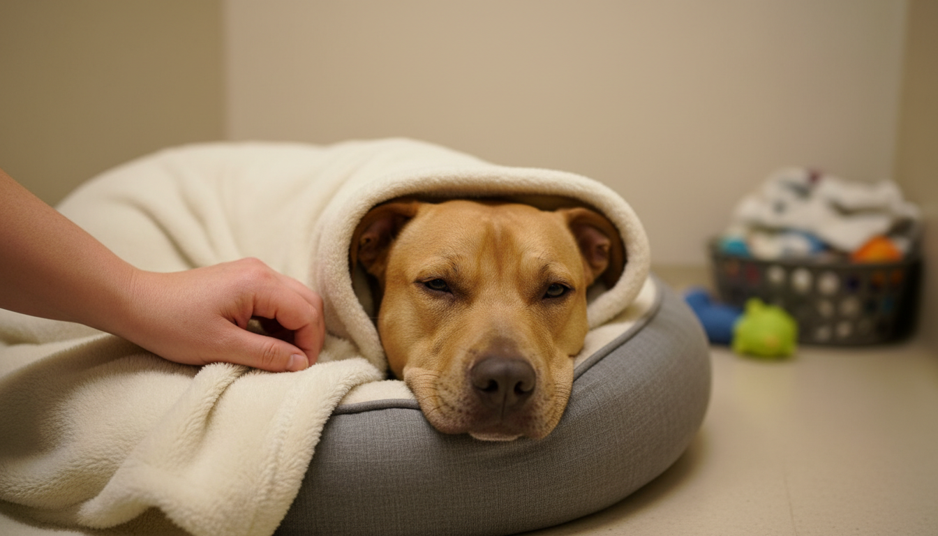 The sweet secret: This shelter dog won’t sleep until staff tucks her in