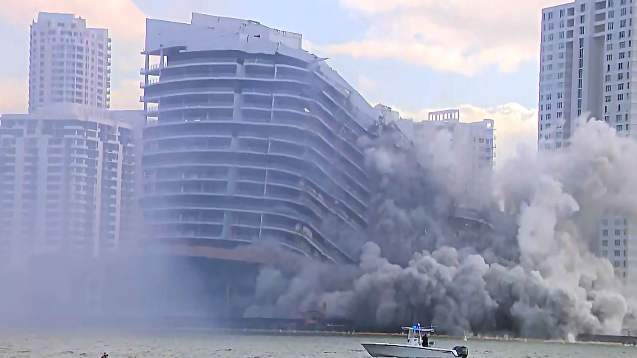 Miami's Mandarin Oriental hotel comes down in massive controlled implosion