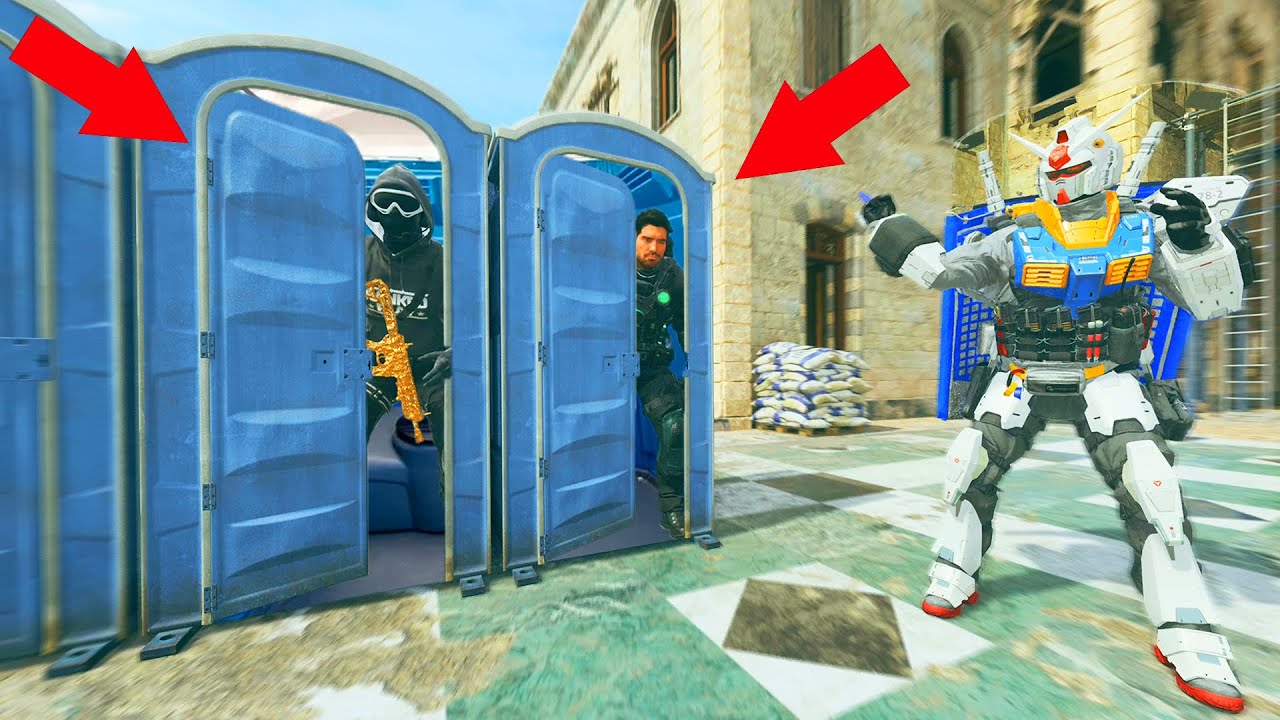 They were all hiding behind the doors inside the porta potty!