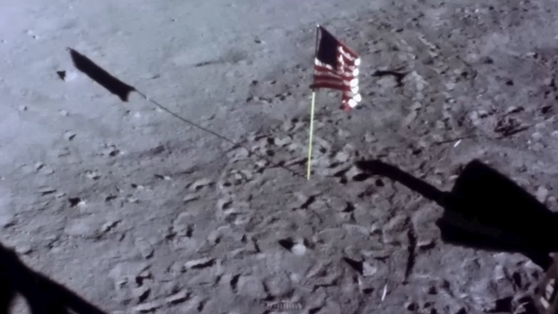 Watch this host try to tear apart the moon landing on camera
