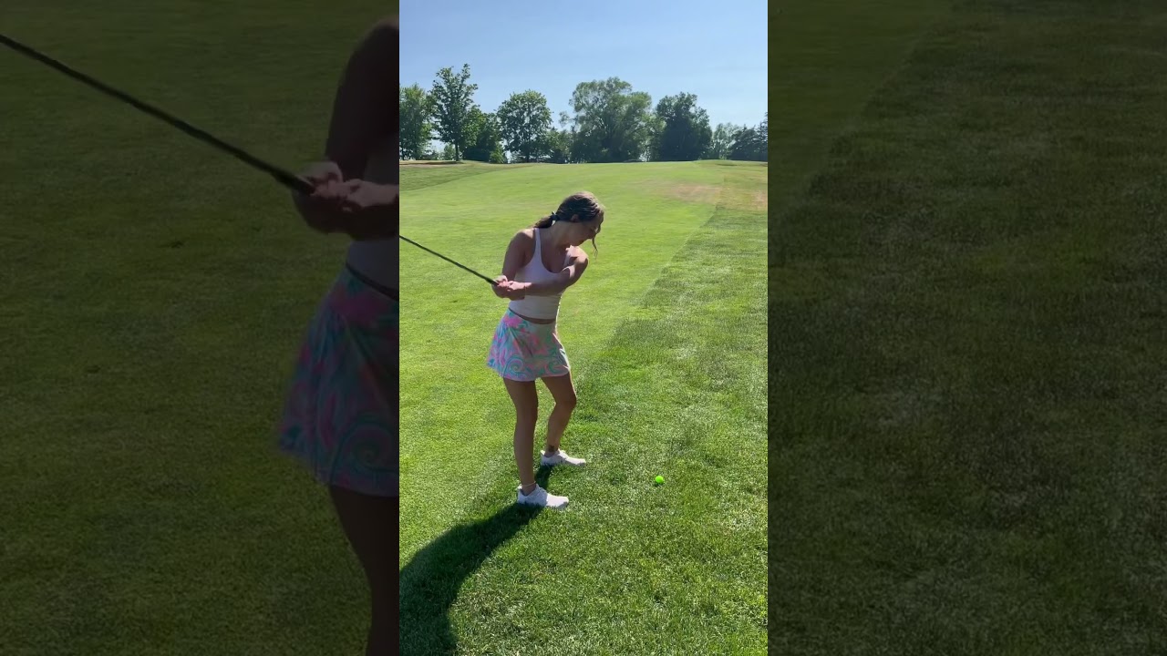 Me vs my GF but she gets a 5 shot advantage #golf #shorts