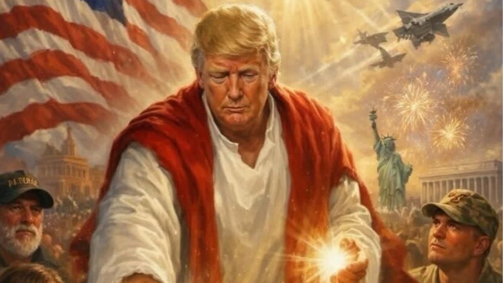 Donald Trump poses as an AI Jesus in a bizarre photo