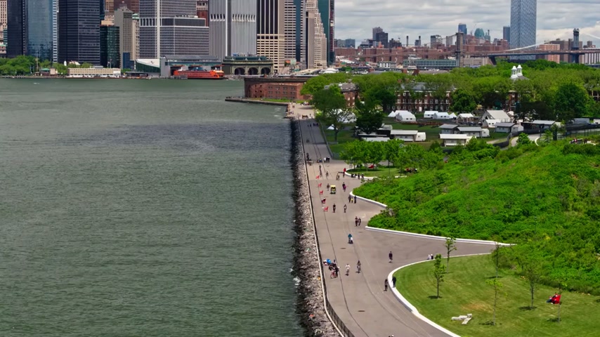 Governors Island, New York: Drone views of Fort Jay and the Hills