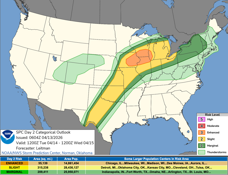 Severe weather returns to Great Lakes. See cities at greatest risk