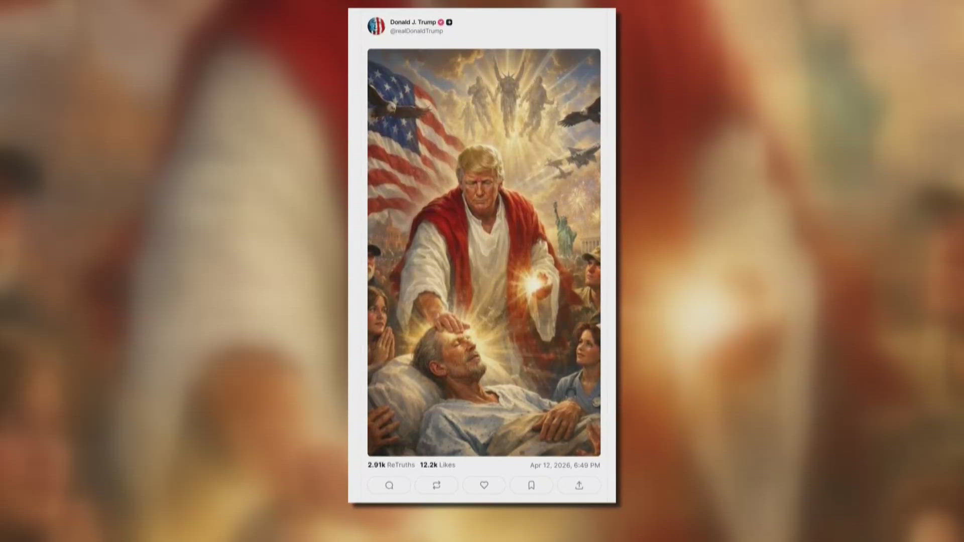 Trump posts AI-style image depicting himself as Jesus-like figure
