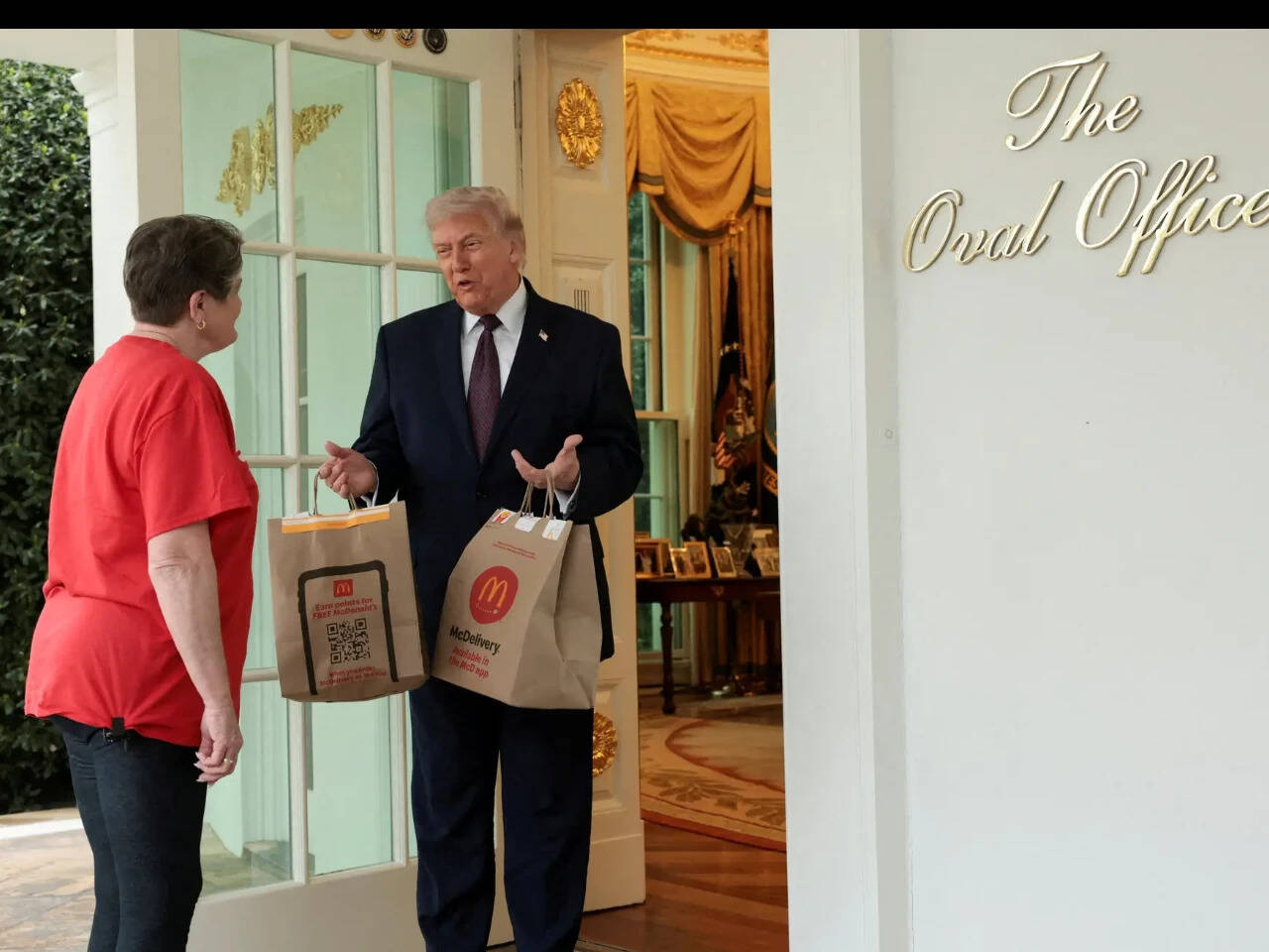 Trump gets McDonalds delivery at Oval Office on first anniversary of ...