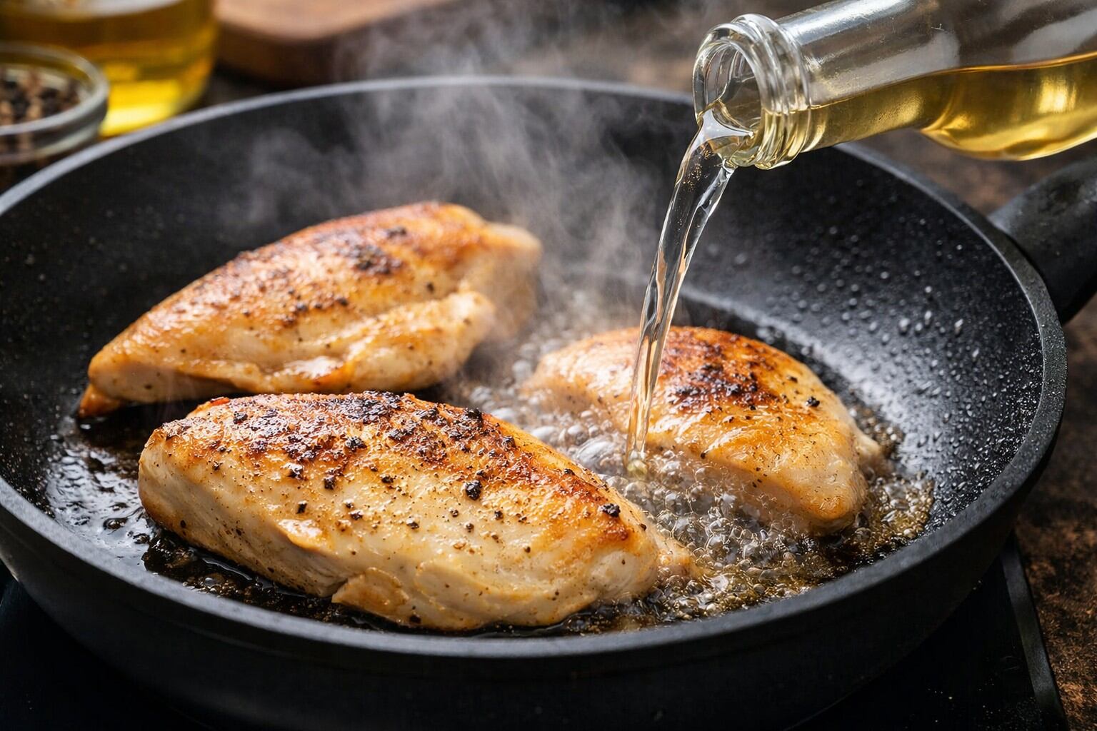 Poner vinagre a la sartén para freír pechuga de pollo: para qué sirve y ...