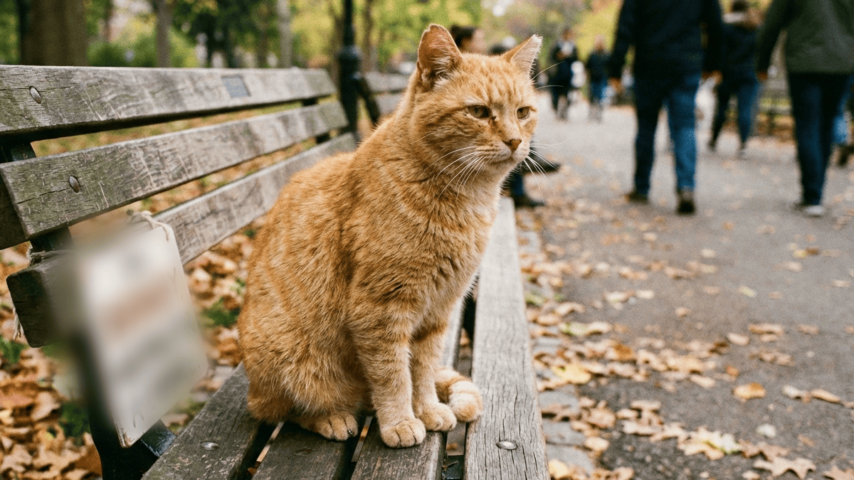 A cat that returns to the same spot in the park every day, hoping ...