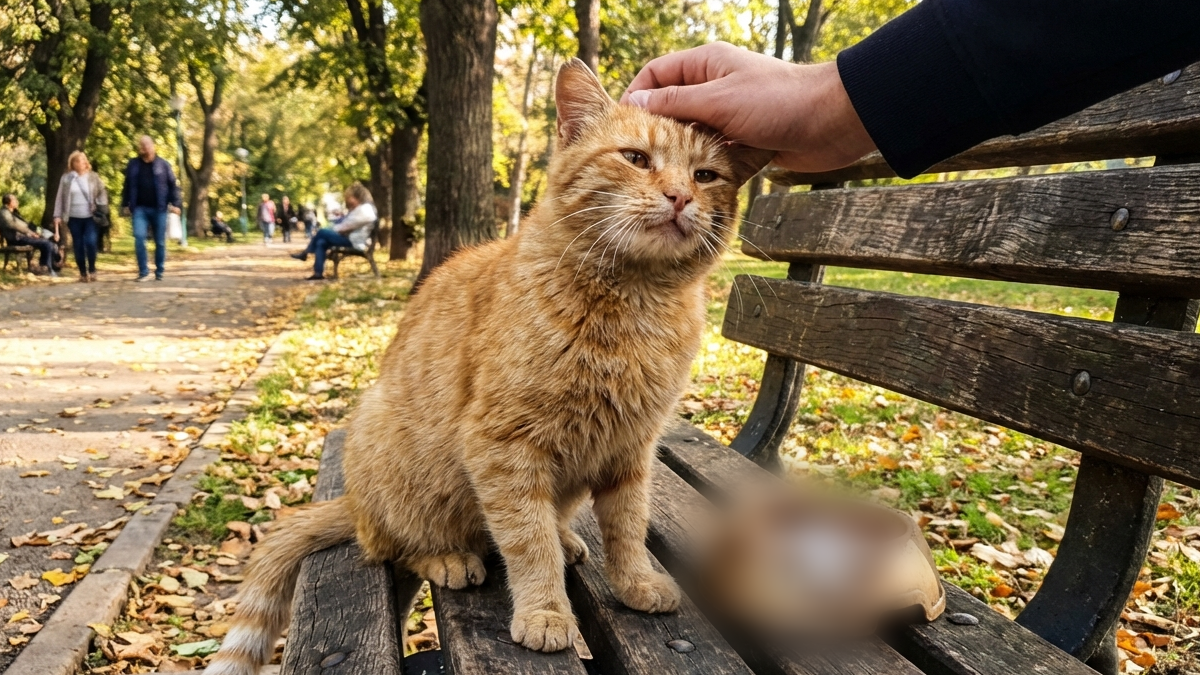 A cat that returns to the same spot in the park every day, hoping ...