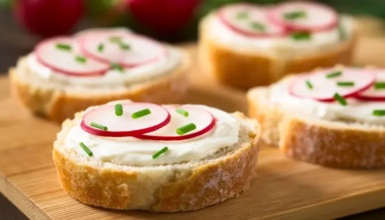 🥖 Tartines fraîches au fromage frais et radis