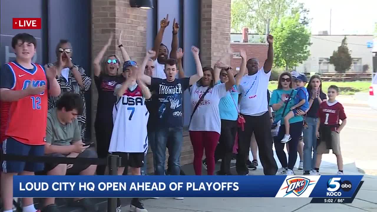 Fans line up as Loud City HQ officially opens in OKC to build playoff ...