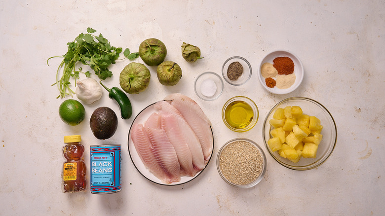 Grilled tilapia with quinoa and avocado salsa verde recipe