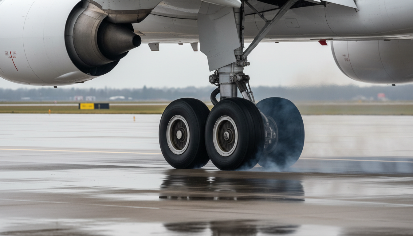 This is why planes hit the runway with locked wheels