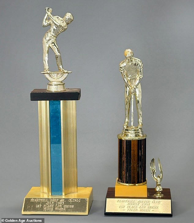 Tiger Woods' earliest known trophies are sold at auction for staggering ...