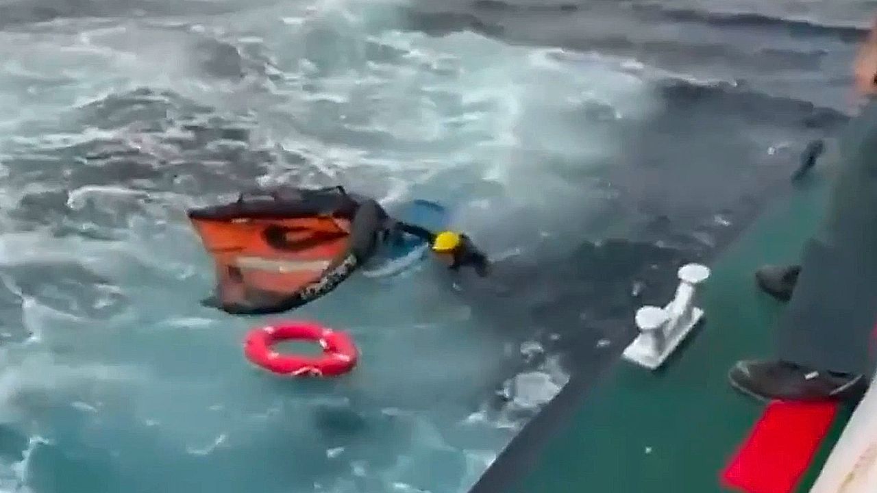Wing foil rider rescued after drifting nearly 2 miles off the coast of ...