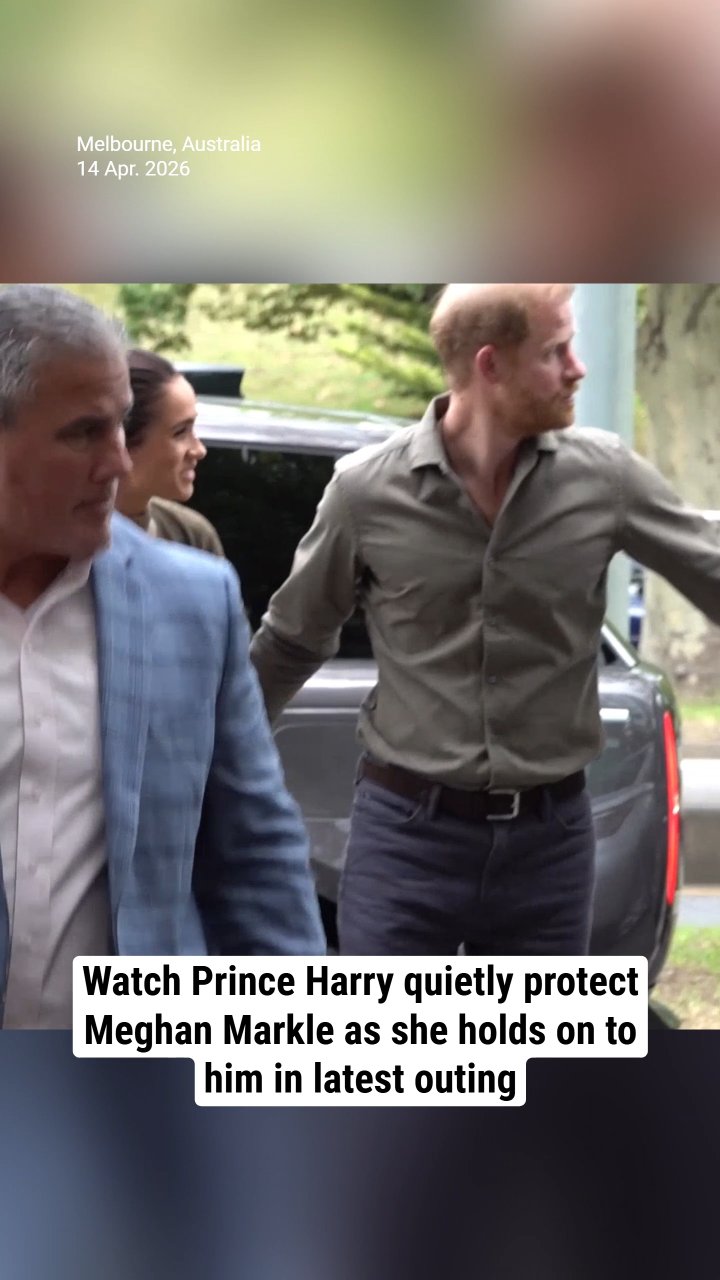 Watch Prince Harry quietly protect Meghan Markle as she holds on to him ...