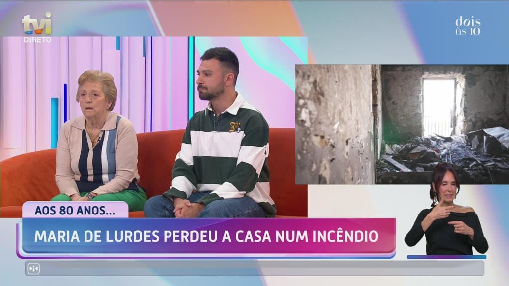 Aos 80 anos, Maria de Lurdes ficou sem nada e foi acolhida pelo neto