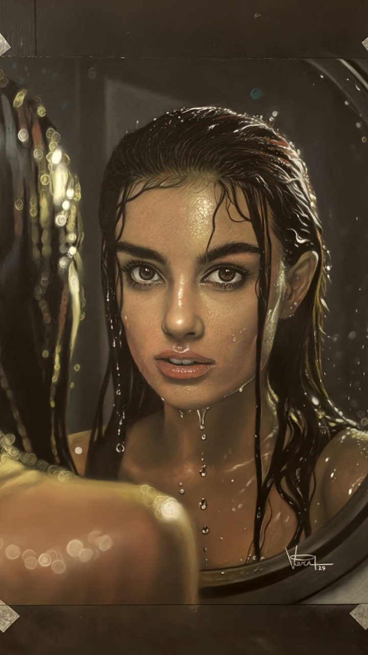 Jaw-dropping girl reflection artwork with insane details and realistic ...