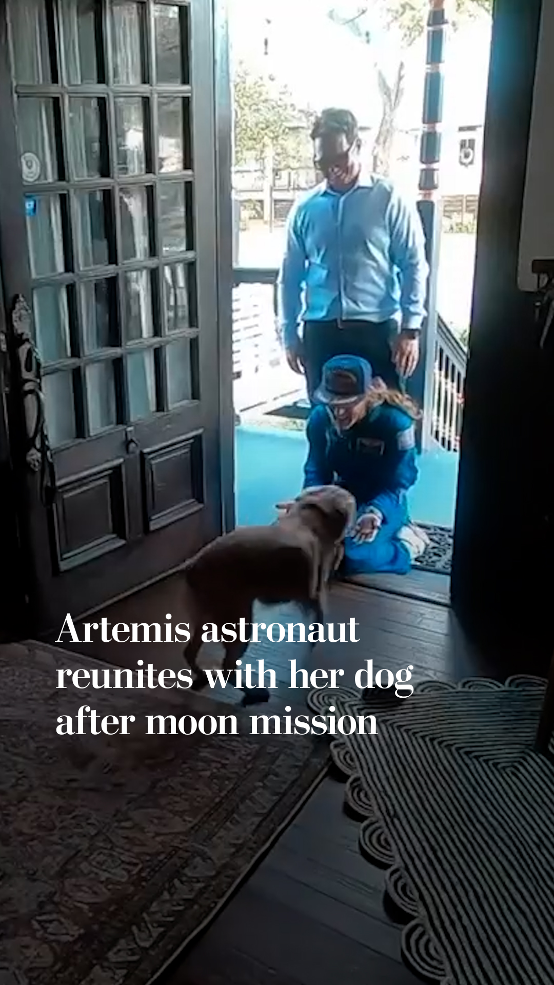 Artemis astronaut reunites with her dog after moon mission