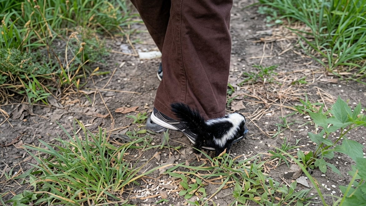 Watch what happens when he gets too close to a skunk