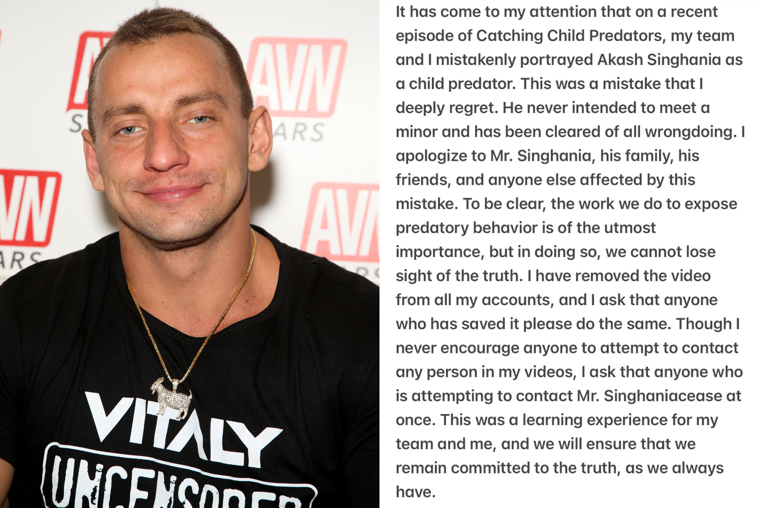 Kick streamer Vitaly under fire after pedophile sting targets innocent man