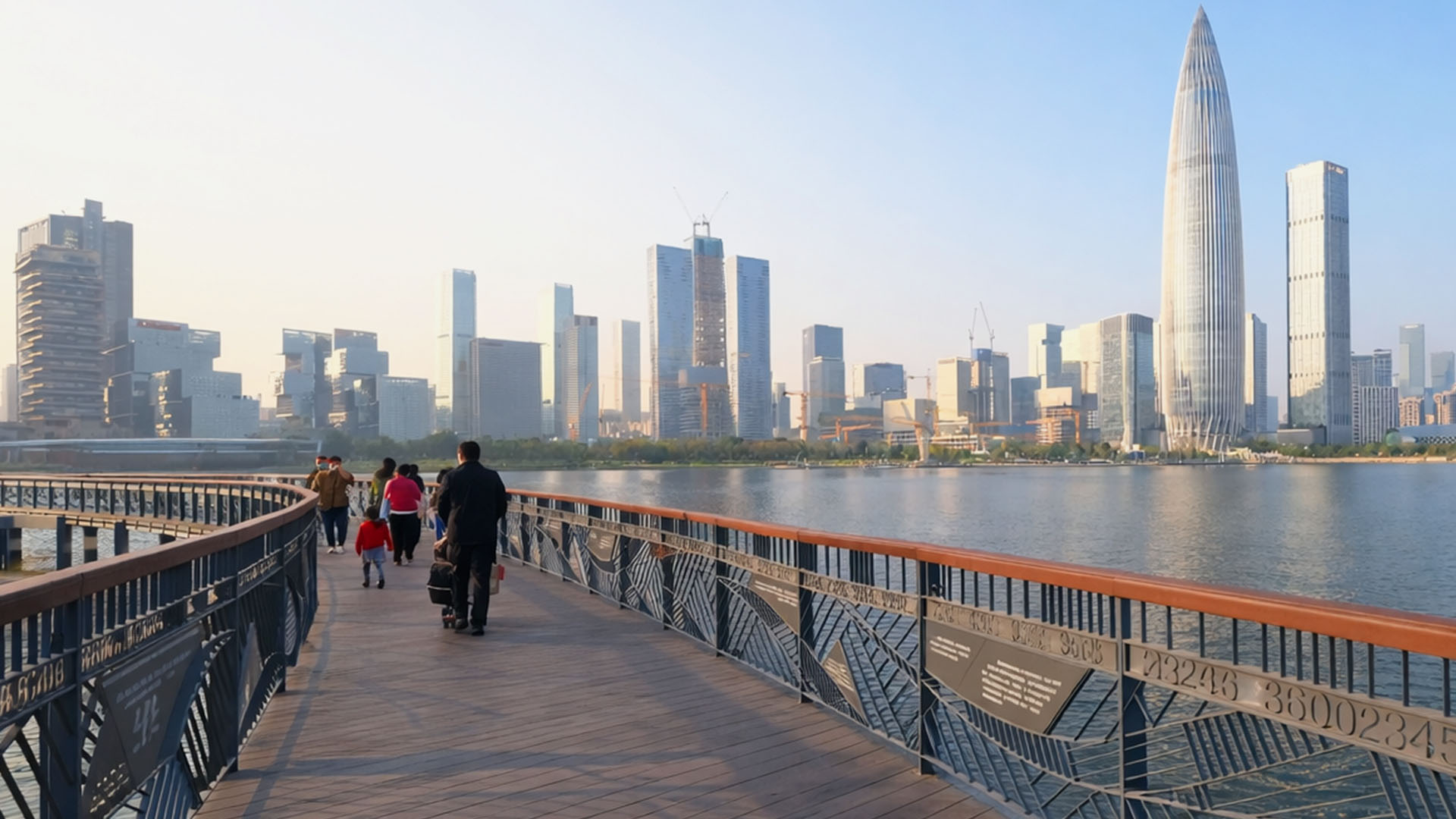 A city walkway designed for comfort along the riverside area