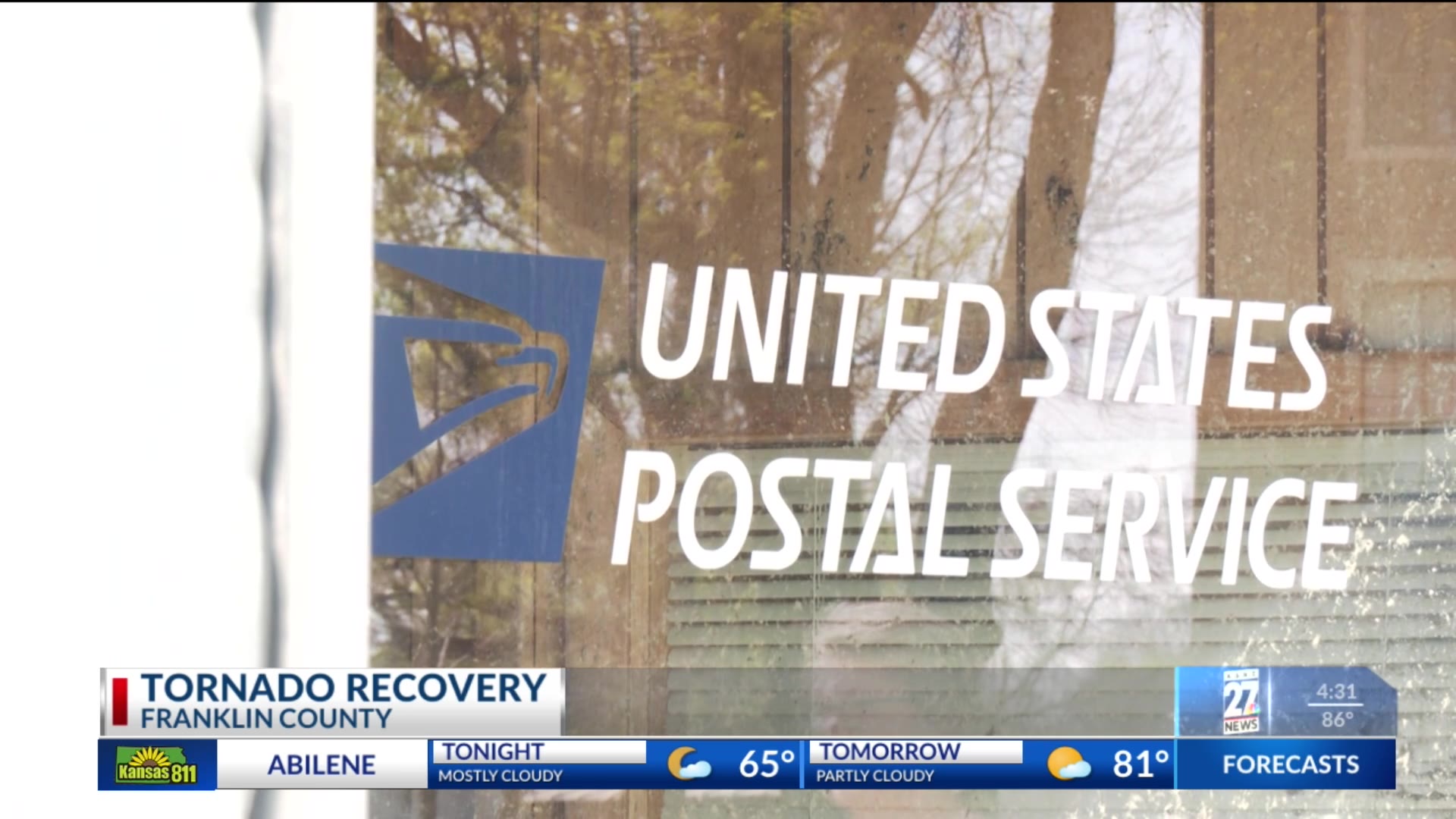 Lightning strike sets Kansas post office on fire