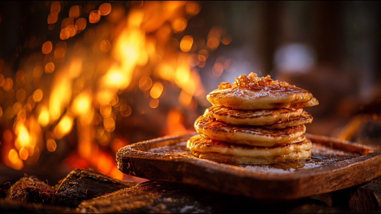 Fluffy pancakes over fire!🥞🔥 Ultimate breakfast