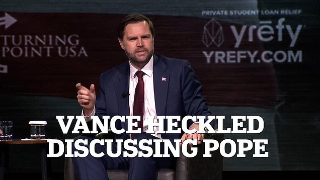 JD Vance heckled as he responds to Trump's beef with Pope Leo