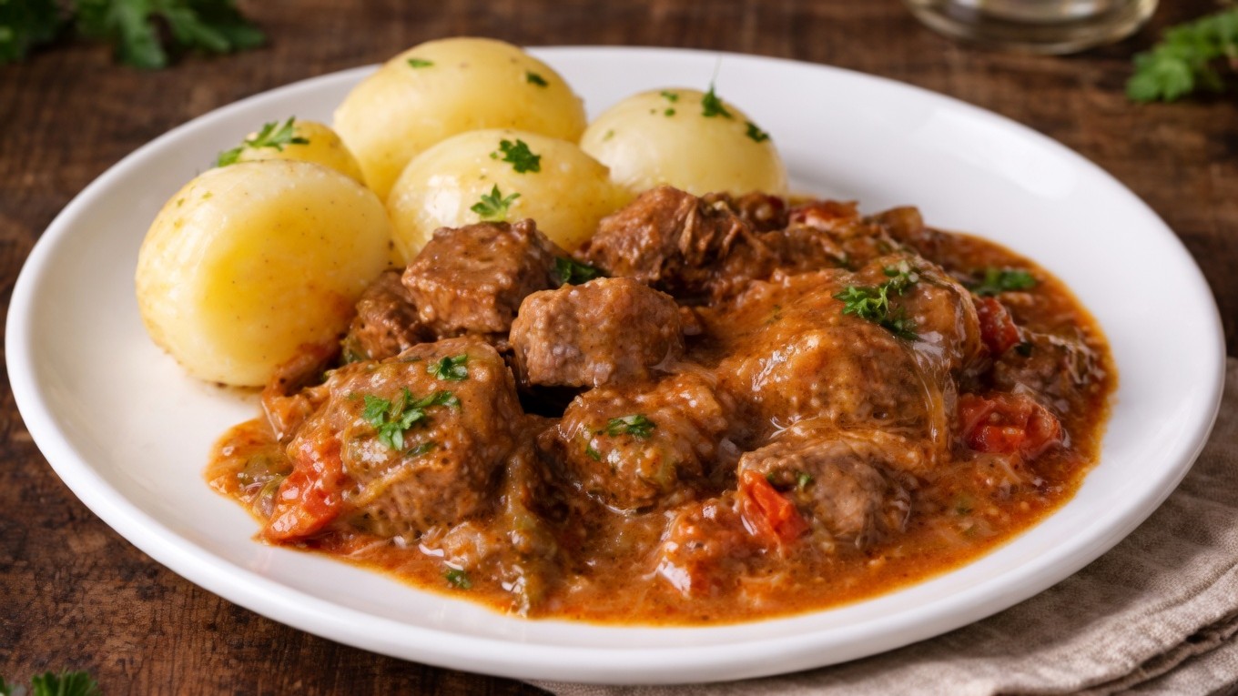 Slow cooker beef goulash for an easy meal