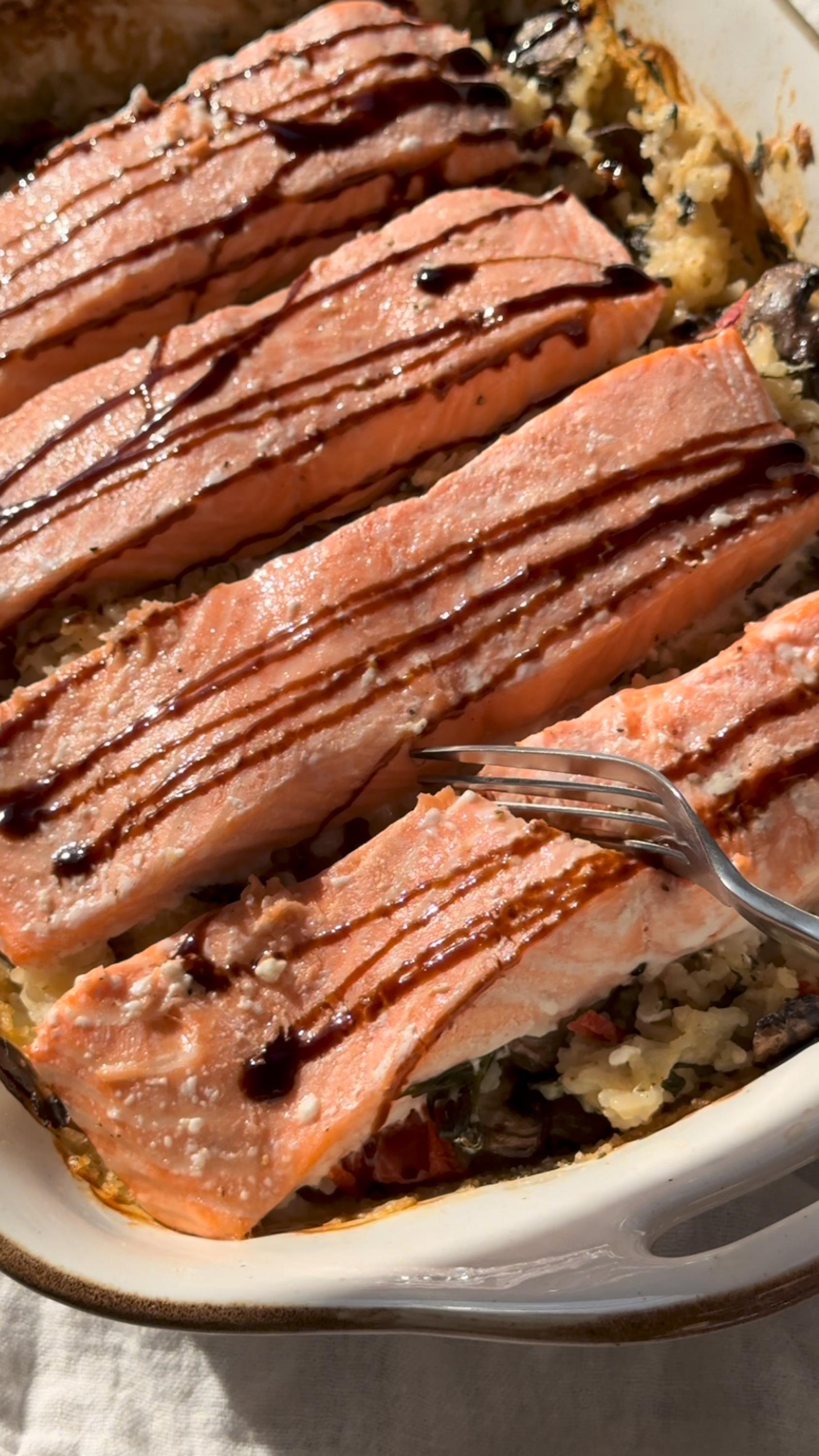 One pan Tuscan rice bake