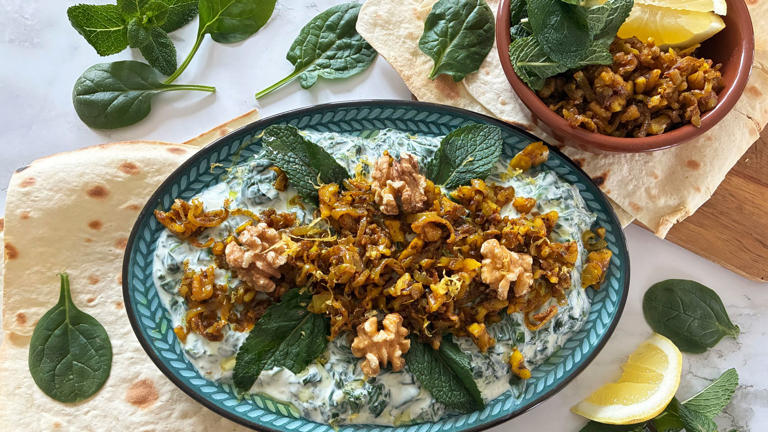 Kochen ohne Kohle: Borani Esfenaj, persischer Spinatdip mit Walnüssen