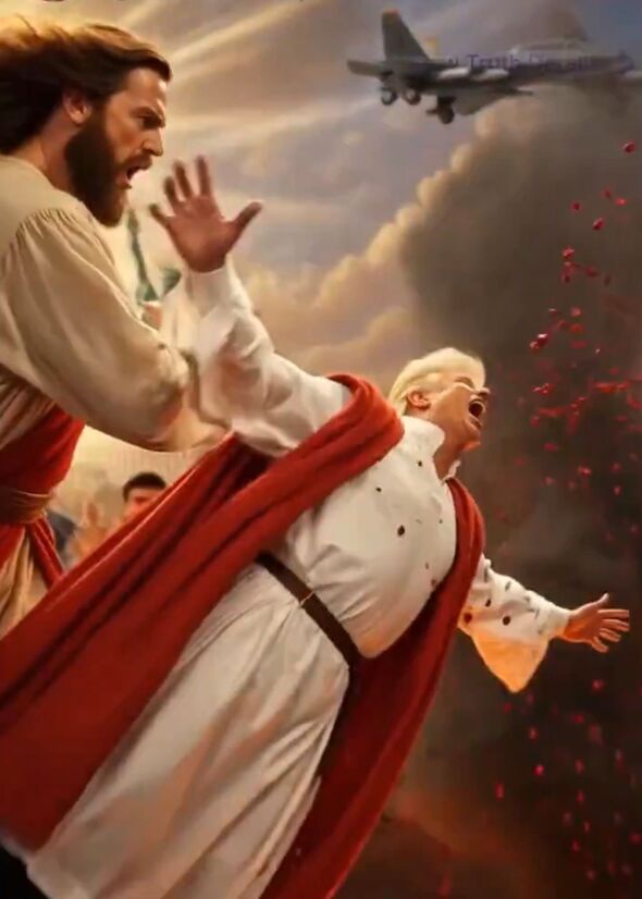 Iranian embassy shares AI video of Jesus Christ punching Trump to hell