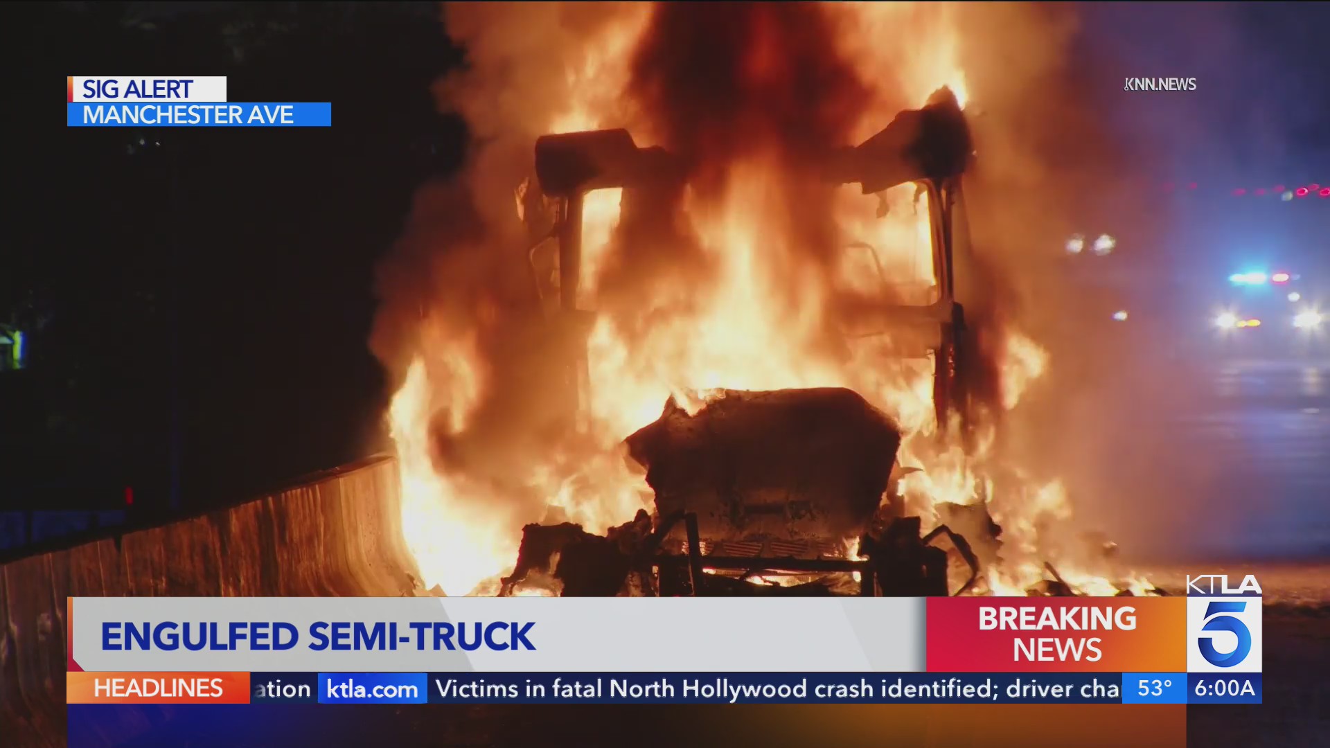 Big rig blaze closes lanes on 110 Freeway during commute