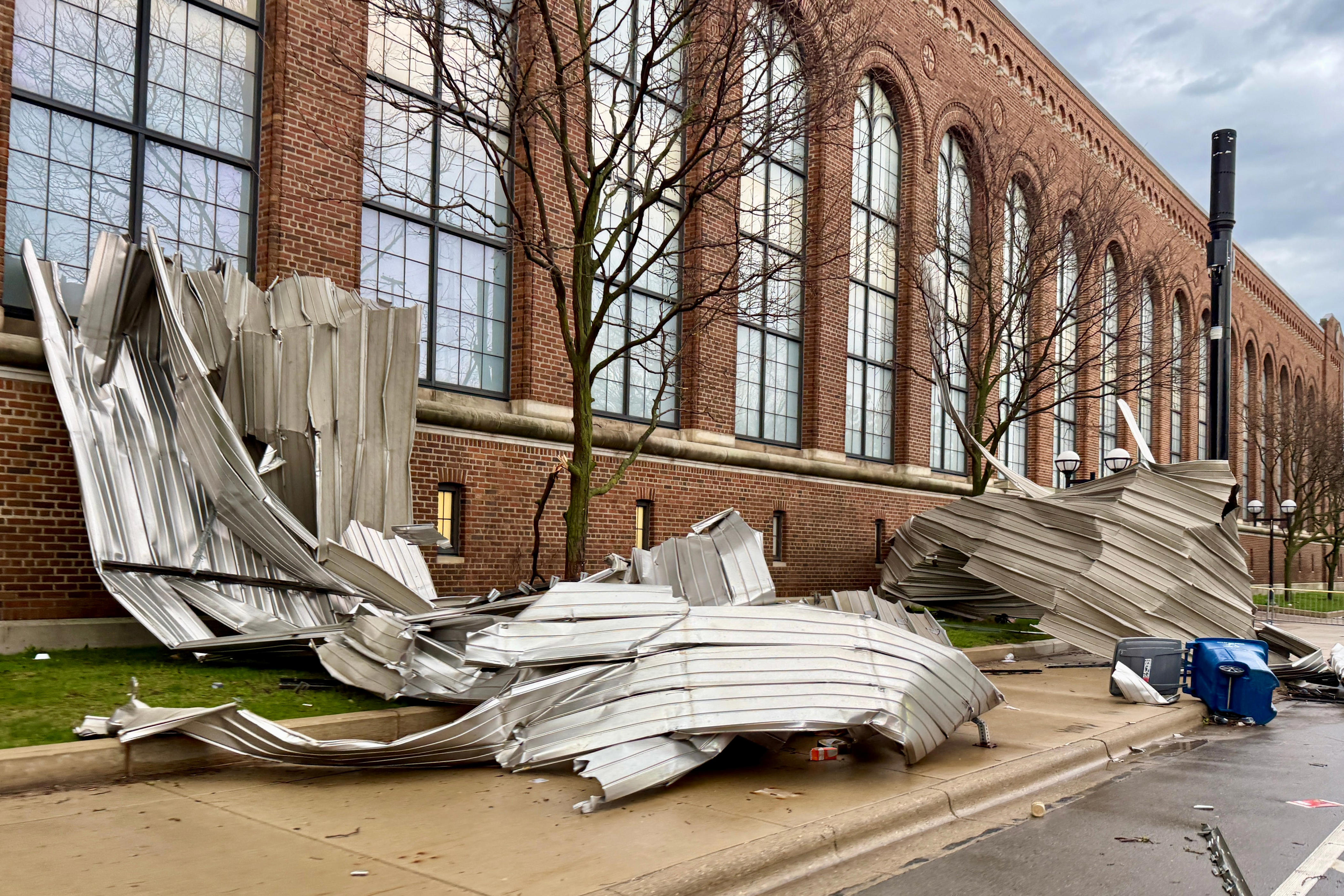 Winds rip part of roof off Yost Arena in Ann Arbor; more storms coming