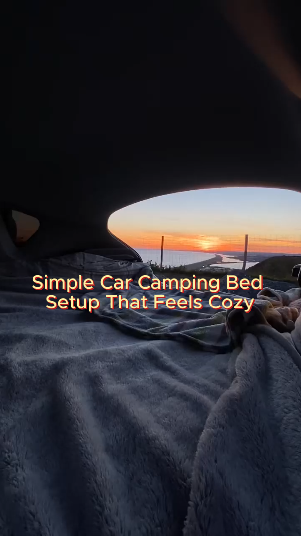 Simple car camping bed setup that feels cozy