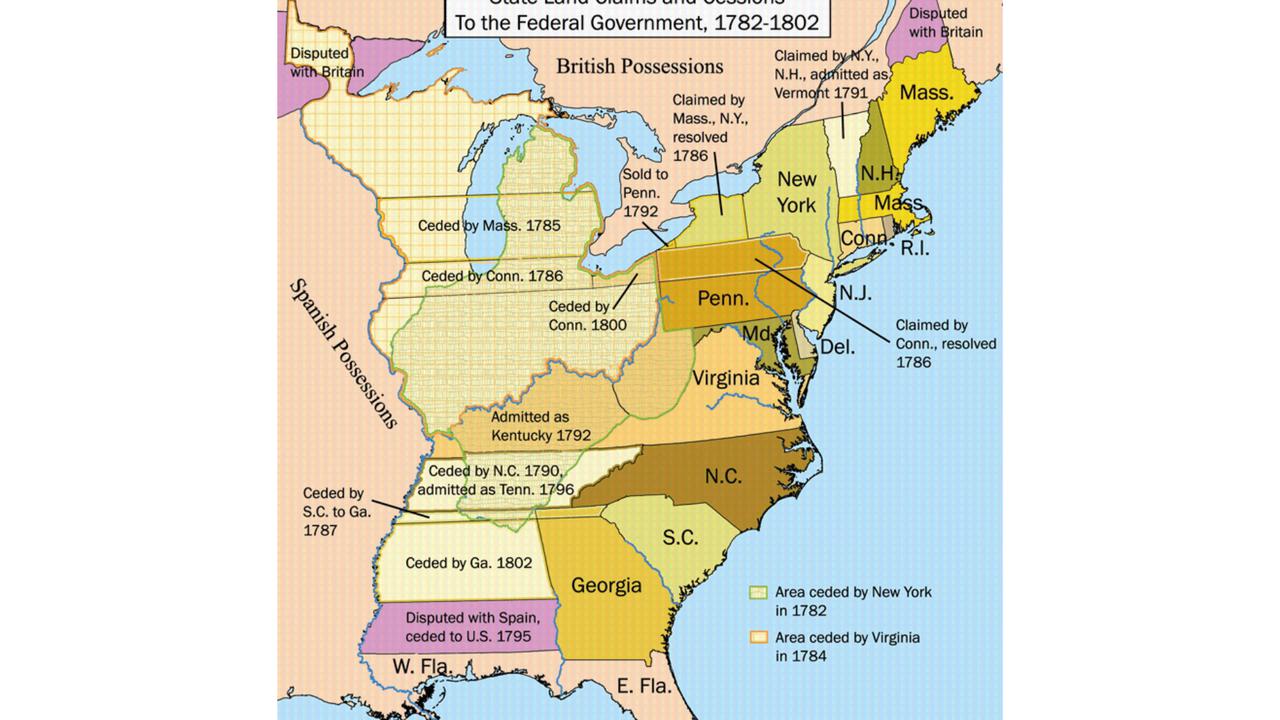 How new US states were 'carved off' claims from the initial 13 colonies