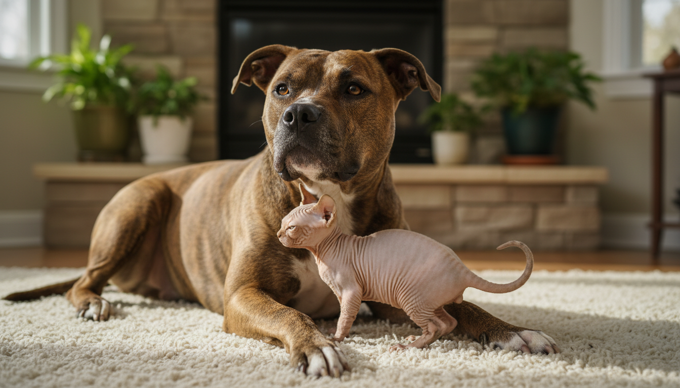 The unlikeliest best friends: Titan the pit bull and Luna the cat