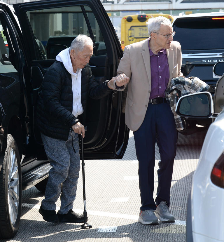 Star Trek icon George Takei, 88, leans on husband to walk in rare sighting
