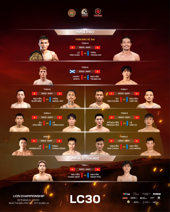 Lê Văn Tuần tranh đai tại giải MMA LION Championship 30