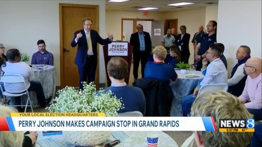 Perry Johnson makes campaign stop in Grand Rapids
