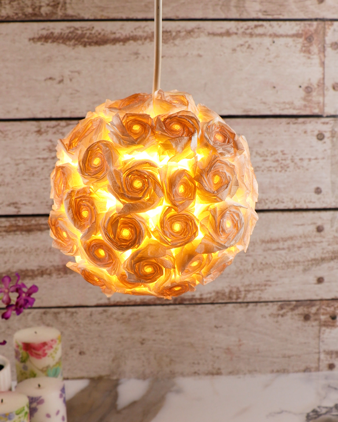 DIY bouquet of flowers lamp decor💐