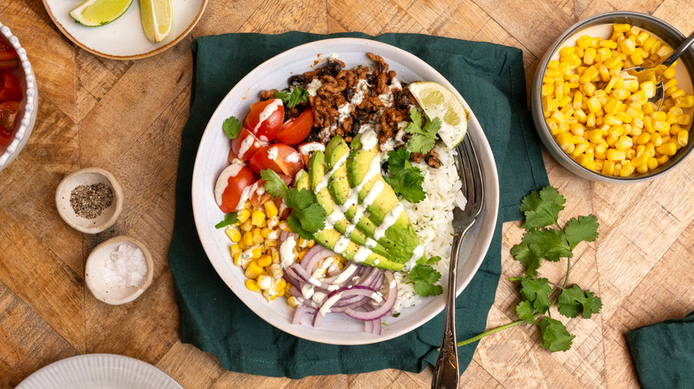Loaded ground beef taco bowl recipe