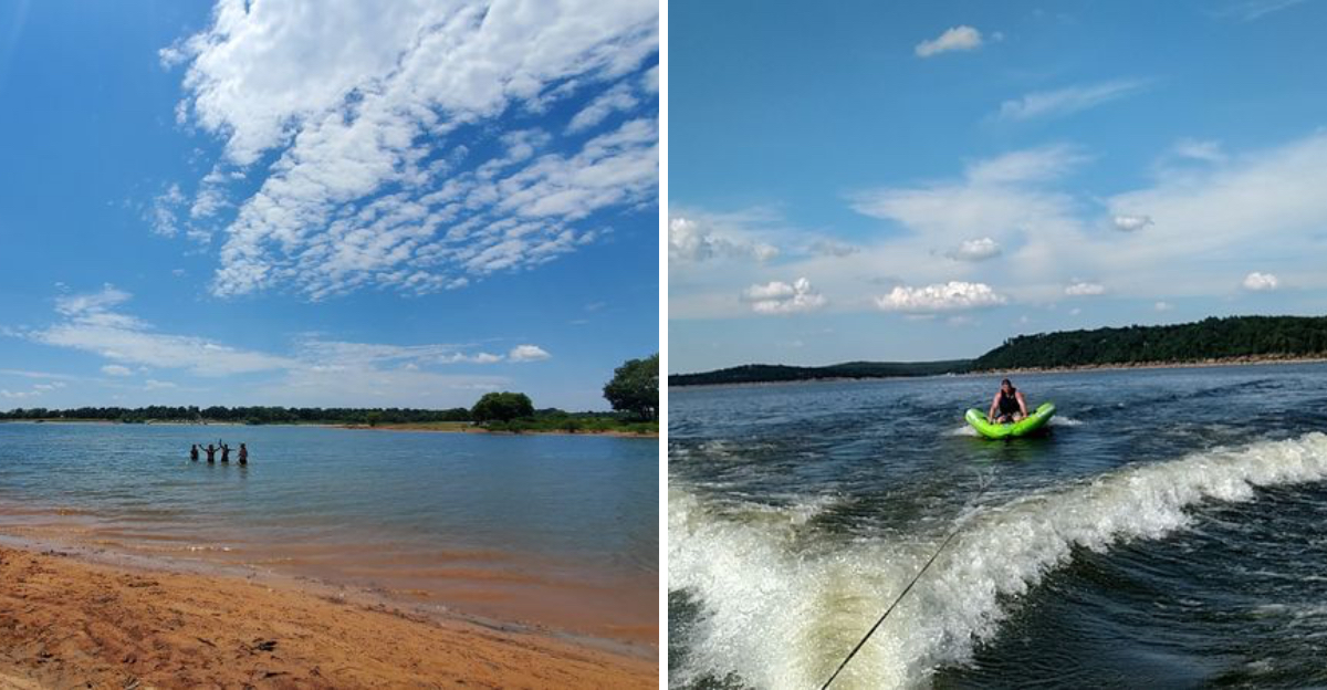 The 330-mile shoreline at this Oklahoma lake now has sandbars ...