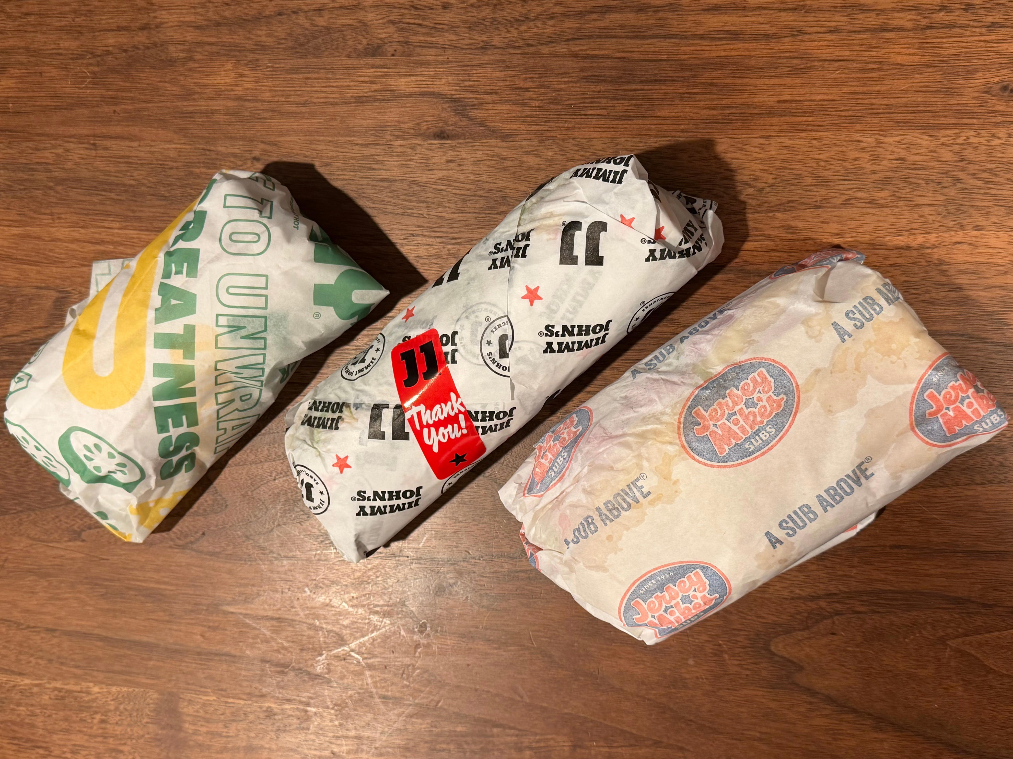I tried Italian sandwiches from Subway, Jimmy John's, and Jersey Mike's ...