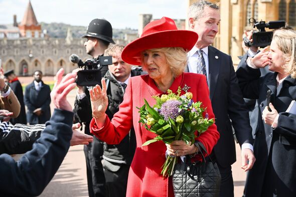 Queen Camilla turns heads in striking red on Easter Sunday