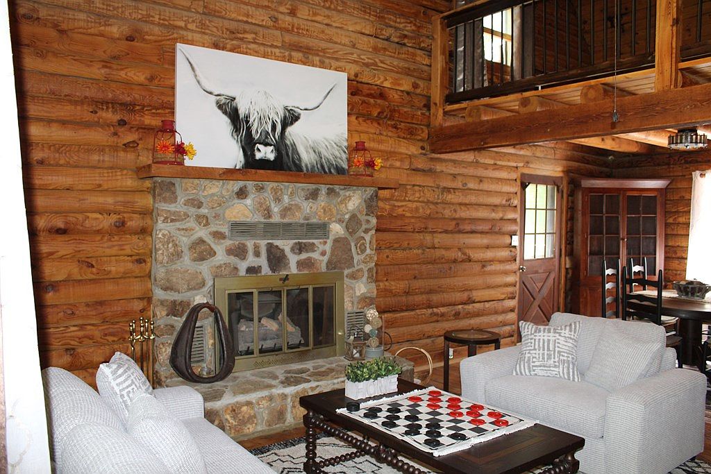 1981 mountain cabin in Fancy Gap, Virginia, featuring a stone fireplace ...