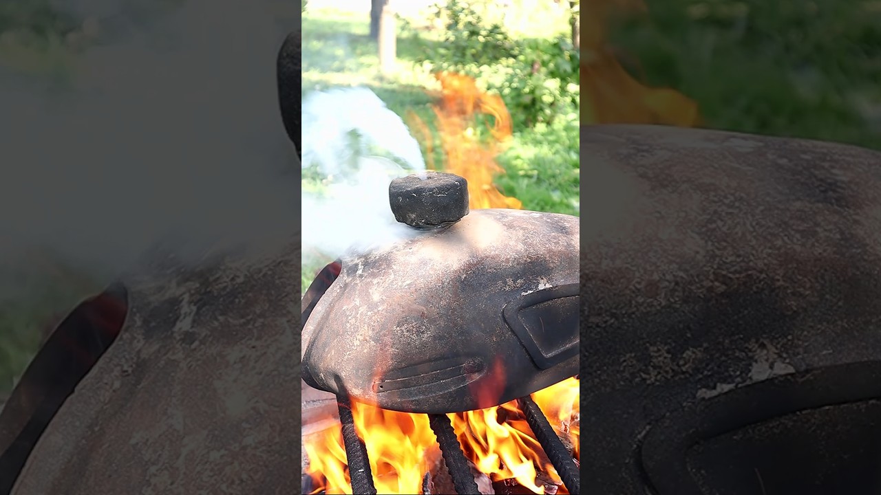 Producing Oxygen Free Charcoal into Motorcycle Tank