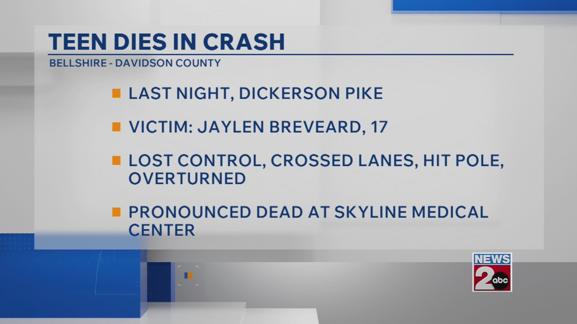 Officials identify 17-year-old who died after crash on Dickerson Pike