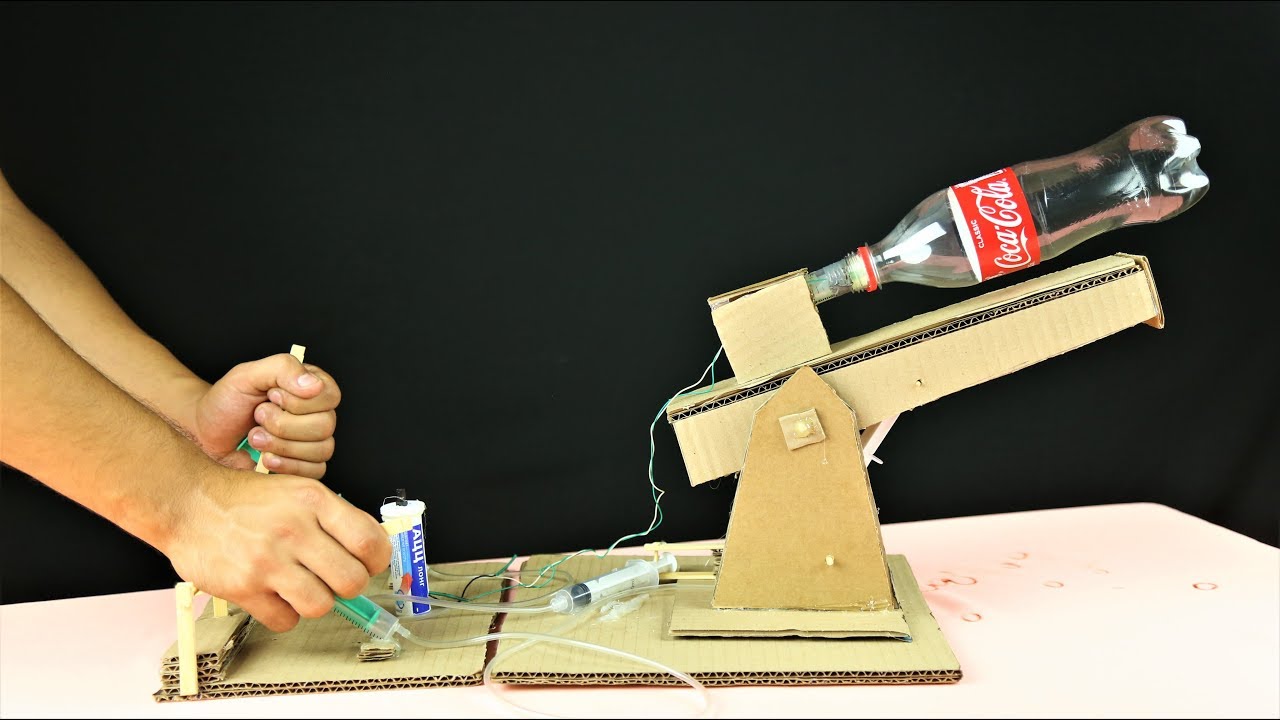 WoW! How to make a powerful cannon from cardboard and Coca Cola bottle